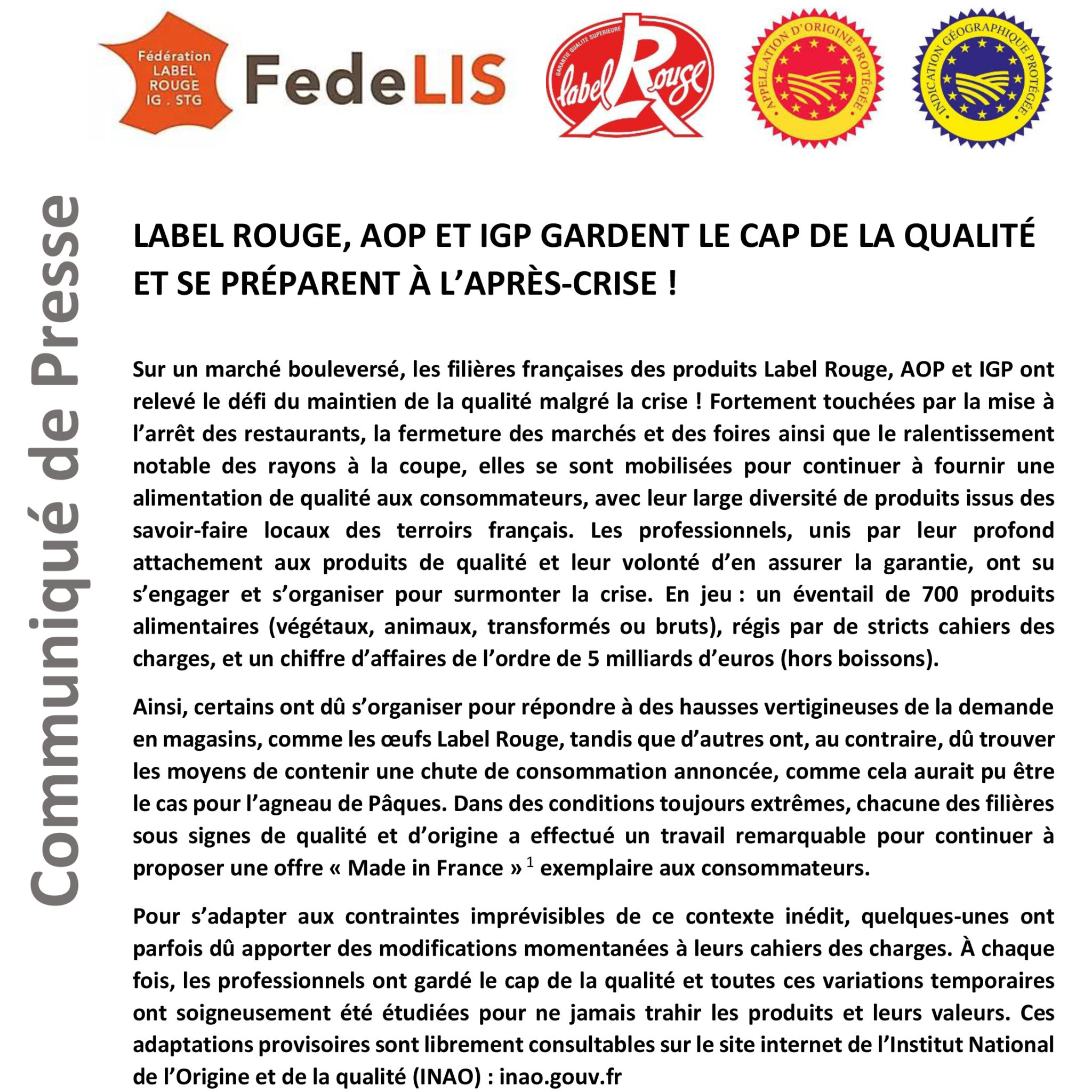 Label Rouge, AOP et IGP gardent le cap de la qualité et se préparent à ...