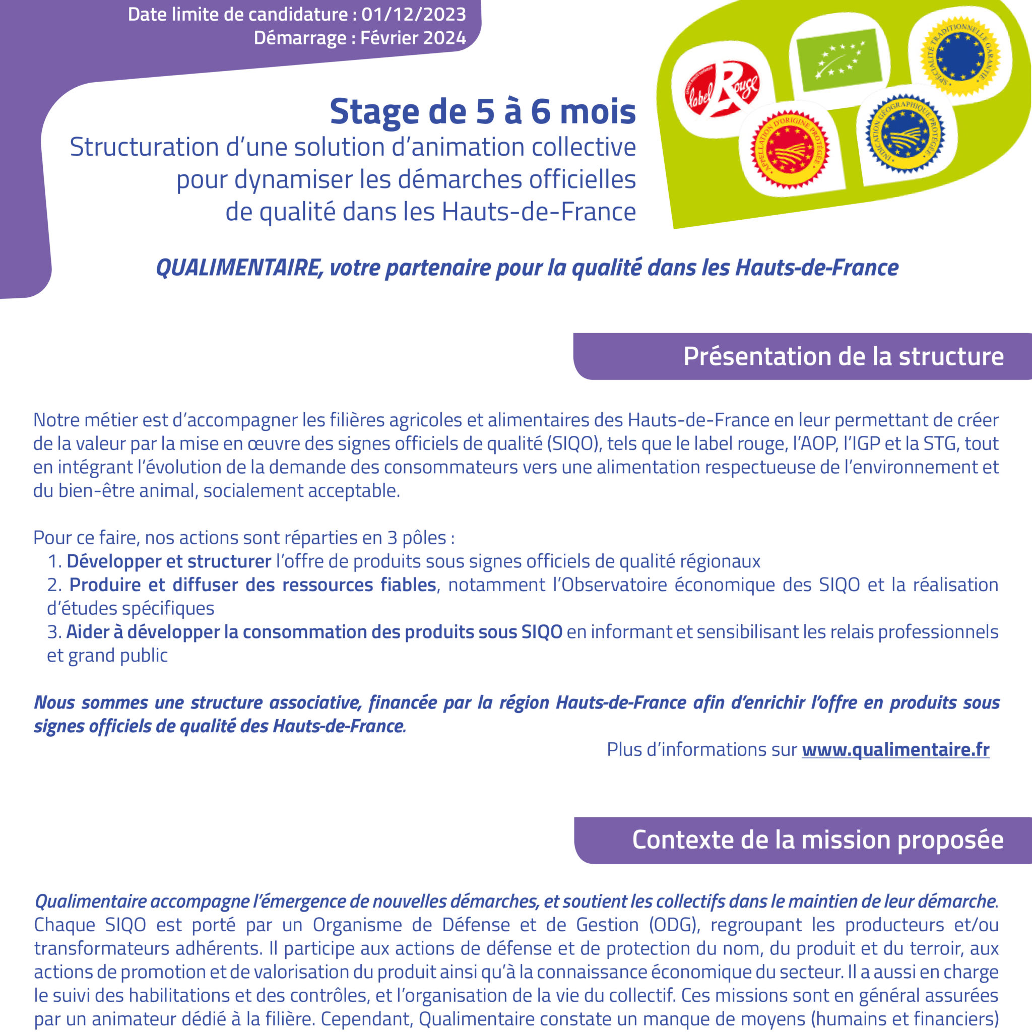 Offre de stage animation ODG ~ Votre interlocuteur pour la qualité dans ...